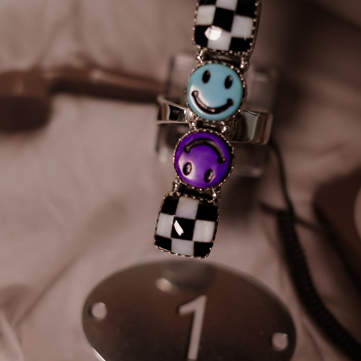 Smiley Checkered Bar Ring – My Julrae - Krush Kandy Jewelry