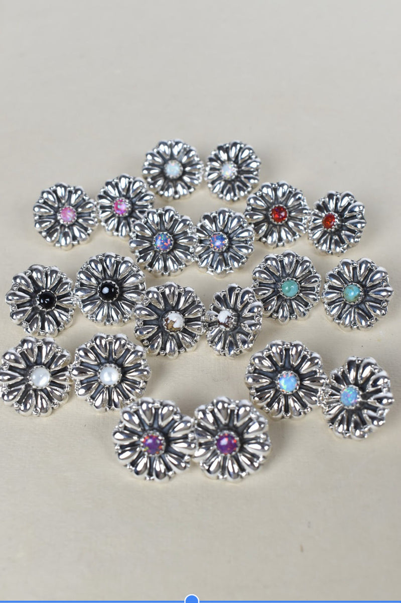 Sterling Silver Daisy Concho Stud Earrings – My Julrae - Krush Kandy ...