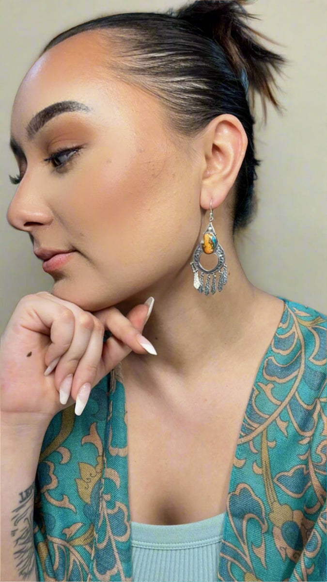 Boho Fringe Sterling Silver Stone Earrings – My Julrae - Krush Kandy ...